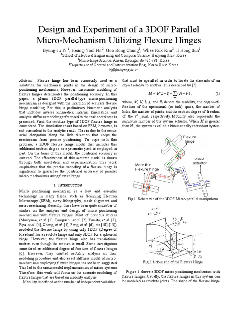 Design and Experiment of A 3DOF Parallel Micro-Mechanism Utilizing Flexure Hinges | PDF ...