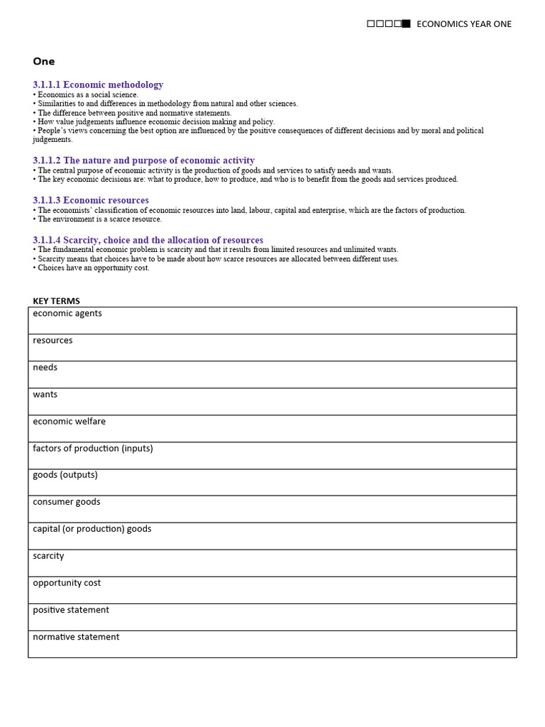 Econ Notes 01 Scarcity Opportunity Cost | PDF | Economics | Police