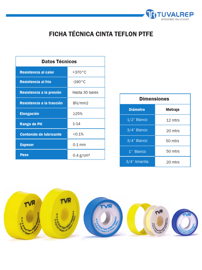 Ficha Tecnica Cinta Teflon | PDF