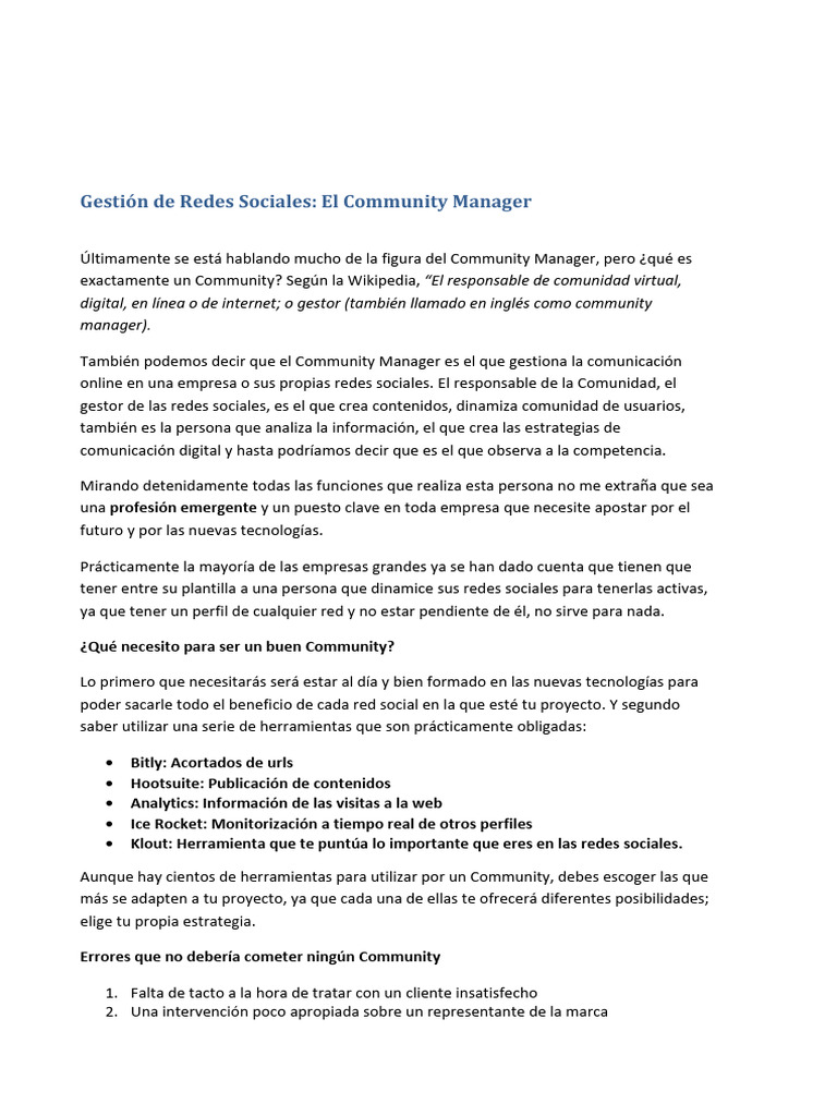 El Community Manager Publicidad En Internet Email Marketing Y Google