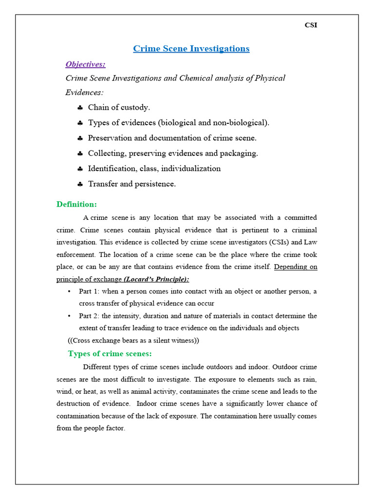 1 Csi | PDF | Crime Scene | Forensic Science