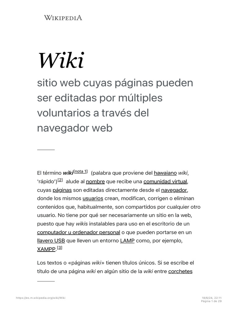Wiki - Wikipedia, La Enciclopedia Libre | Descargar gratis PDF | Wiki ...