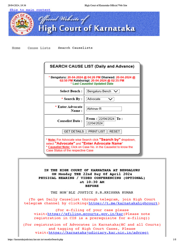 Cause List | PDF | Courts | Public Law