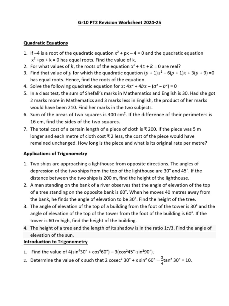 Worksheet PT2 | PDF | Equations | Polynomial