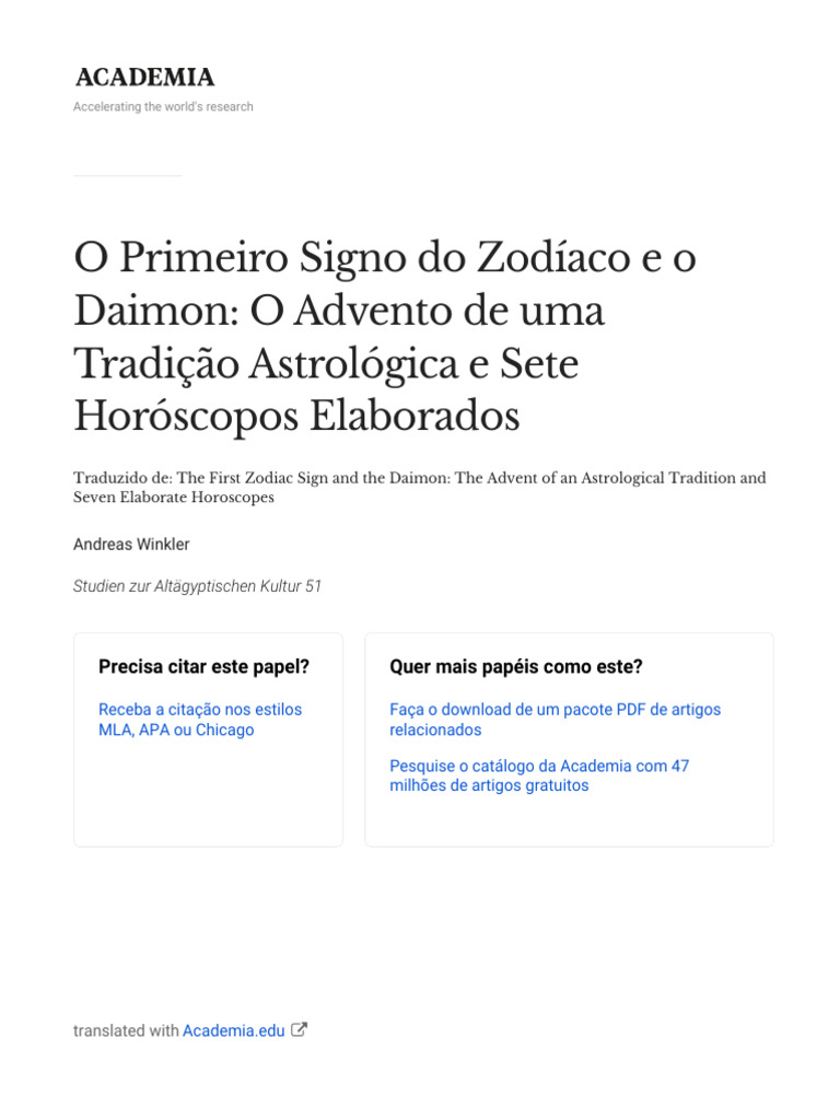 The First Zodiac Sign and The Daimon The Advent of An Astrological ...