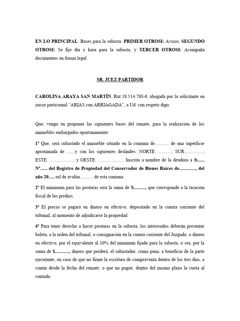 Bases Subasta Modelo | PDF | Subasta | Impuestos