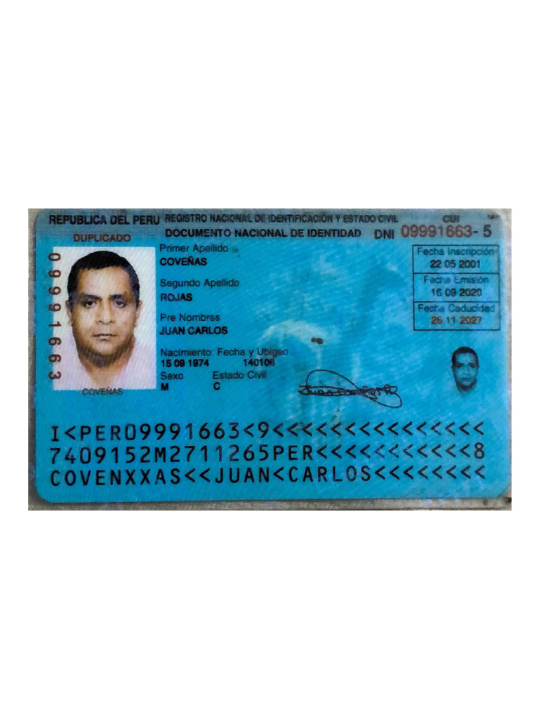 Republica Del Peru Registro Nacional de Identificación y Estado Civil | PDF