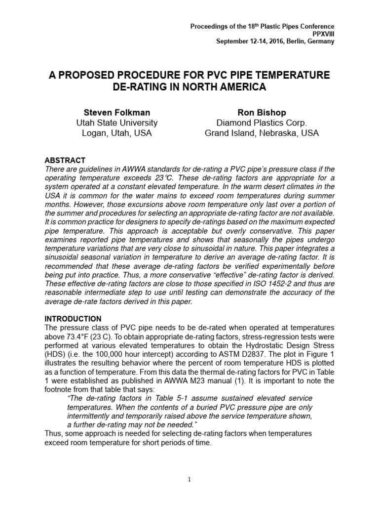 PVC Pipe Temperature De-Rating Guide | PDF | Temperature | Polyvinyl ...