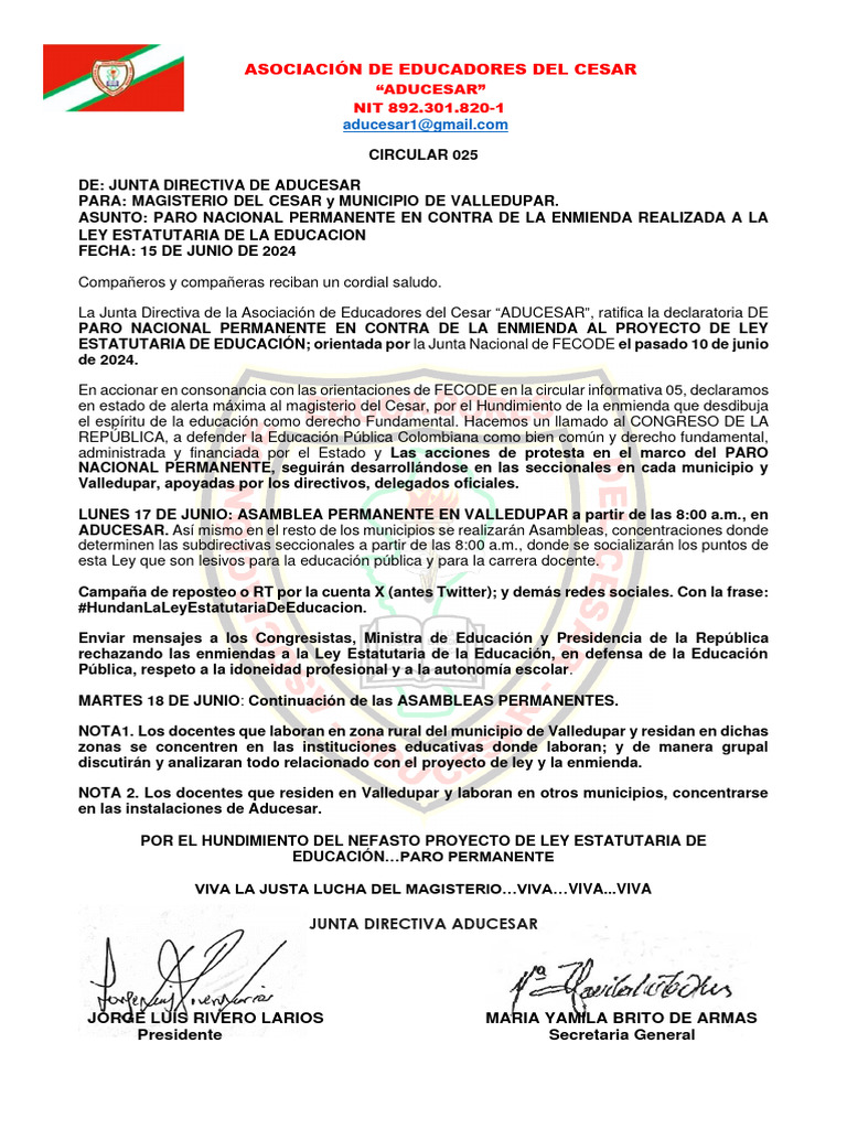 Circular 025 | PDF | Gobierno