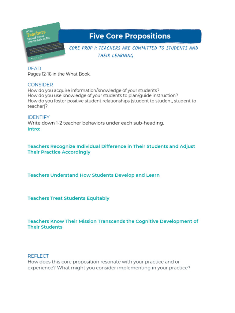 Core Proposition Note Catcher | PDF | Teachers | Learning