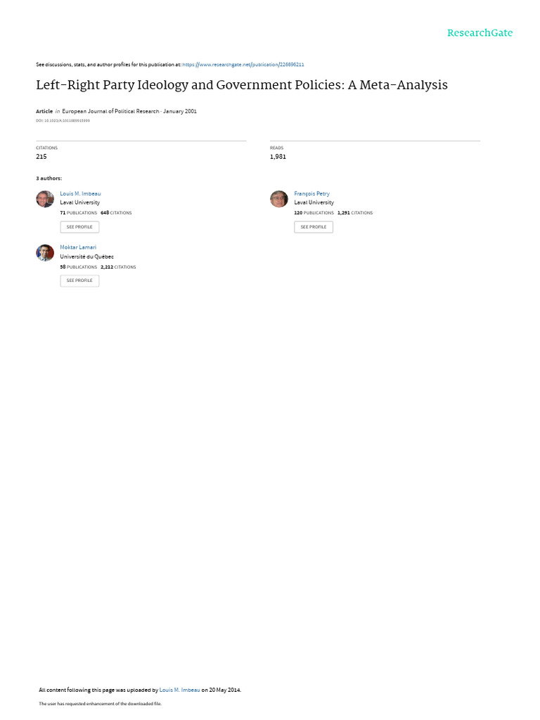 4.1 Left-Right Party Ideology and Government Policies | PDF | Meta ...