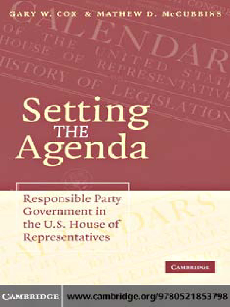 5.1 Setting The Agenda Responsible Party Government in The U.S. House ...