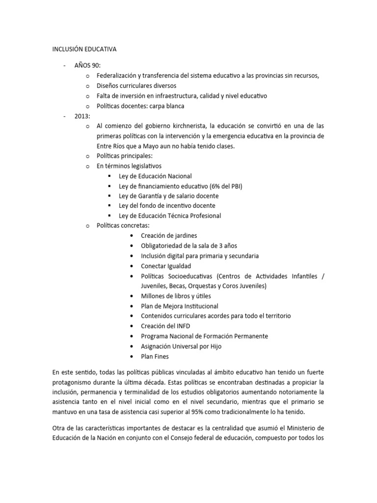 Inclusión Educativa Pdf Educación De La Primera Infancia