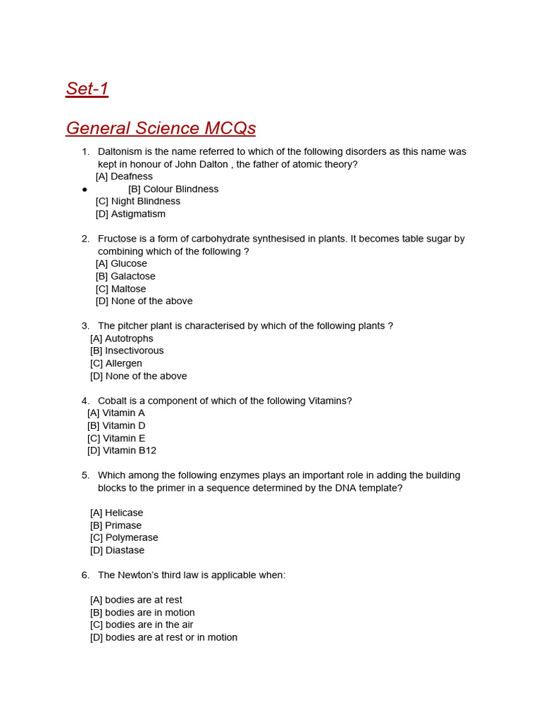 Set-1 General Science | PDF | Science & Mathematics