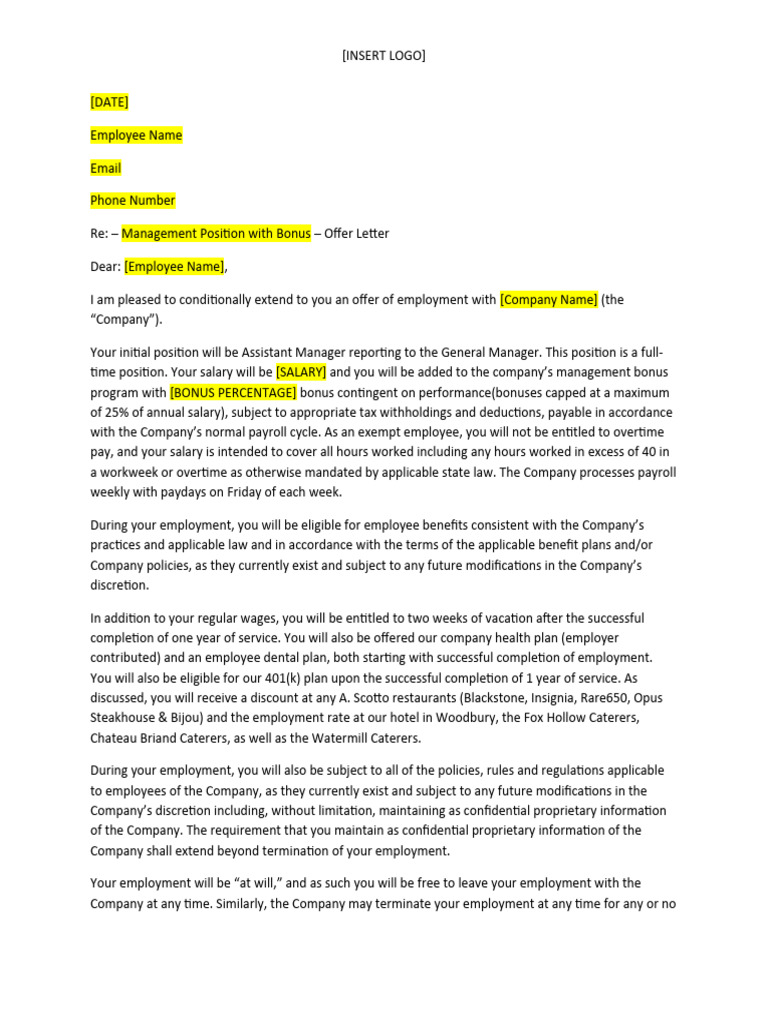 Management Job Offer Details | PDF | Payroll Tax | Employment