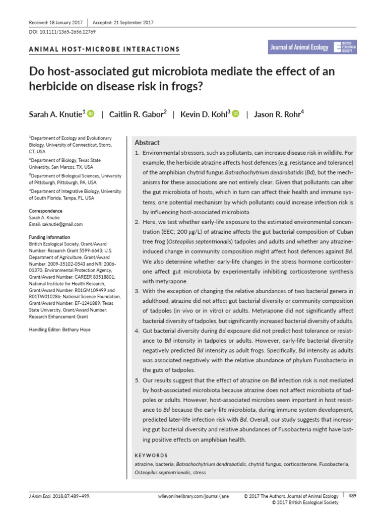 Do Host-Associated Gut Microbiota Mediate The Effect of An Herbicide On ...