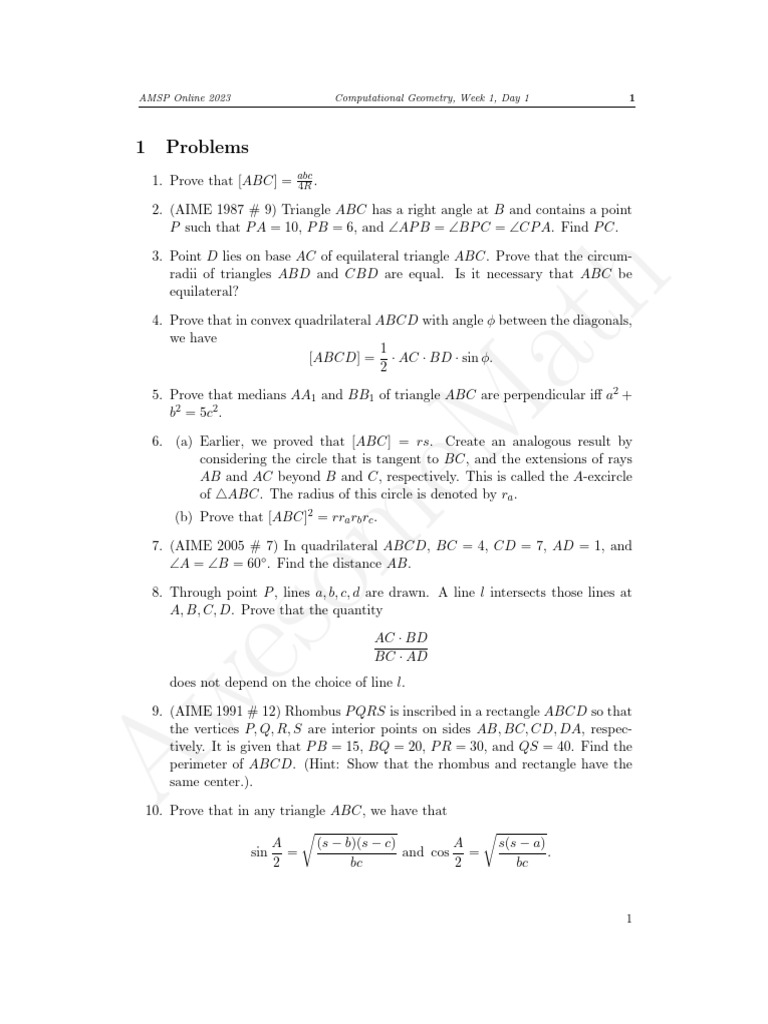 Day 1 Handout | Download Free PDF | Triangle | Geometric Shapes