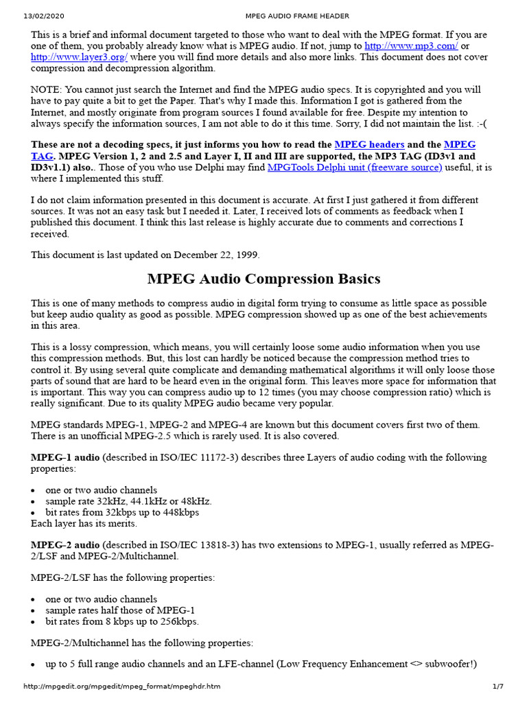 WhitePaper MP3 Specifications | PDF | Data Compression | Bit Rate
