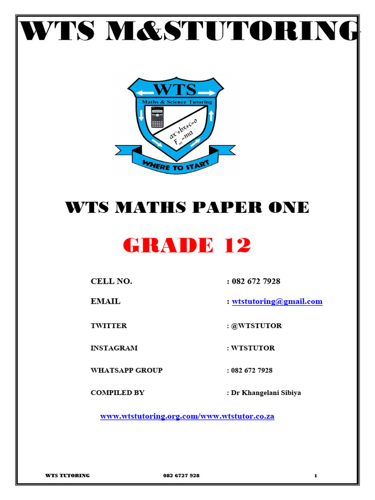Grade 12 Maths Paper 1 Tutoring Guide | PDF | Interest | Loans