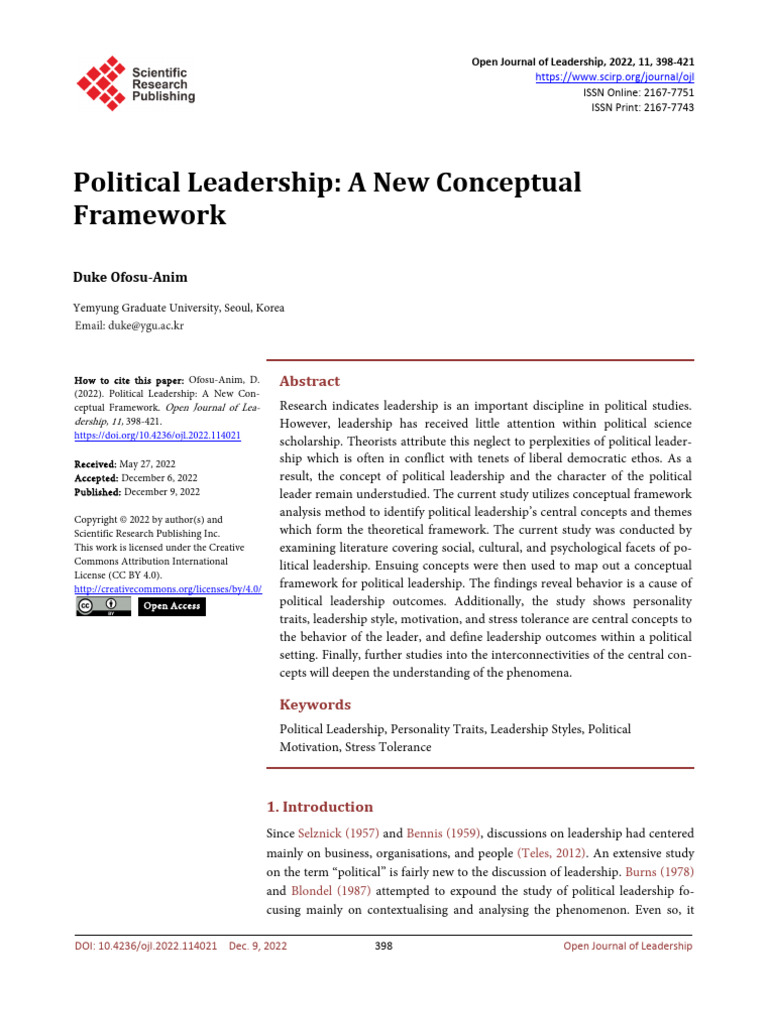Articol Political Leadership A New Conceptual Framework | PDF ...