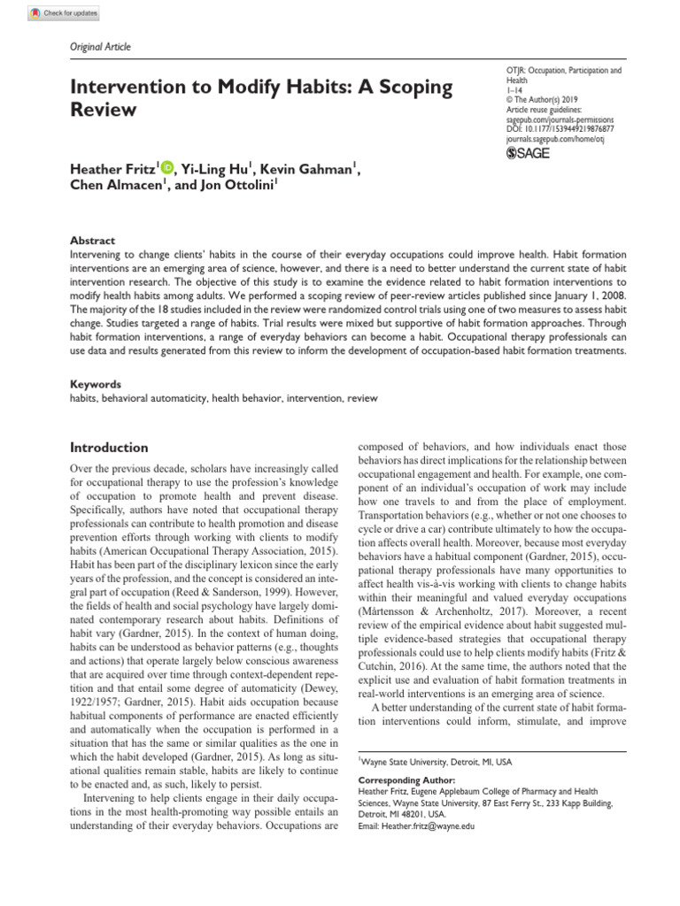 Habit Modification for Health Promotion | PDF | Systematic Review | Habits