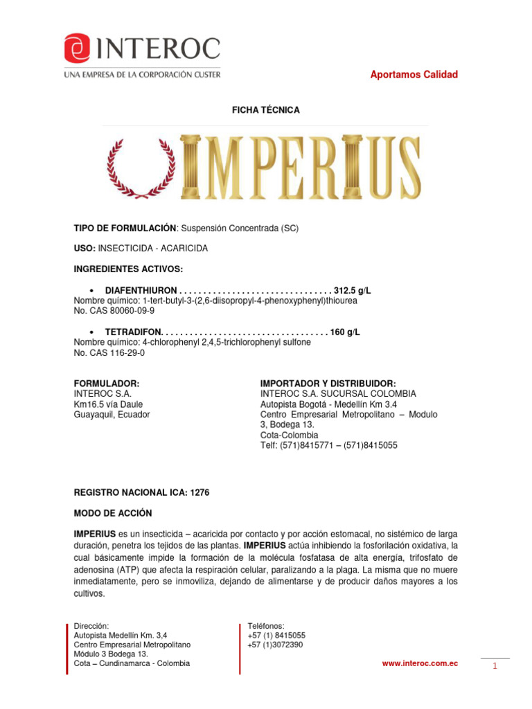 Ficha_Técnica_IMPERIUS | PDF | Agrios