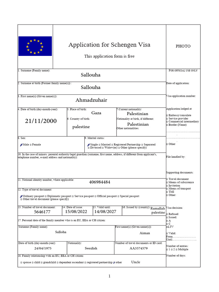 Schengen Visa Application Form Guide | PDF | Travel Visa | Government And Personhood