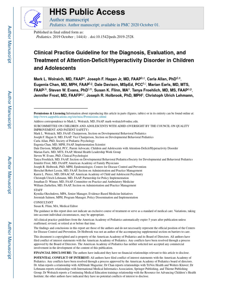 Clinical Practice Guideline For The Diagnosis, Evaluation, and ...