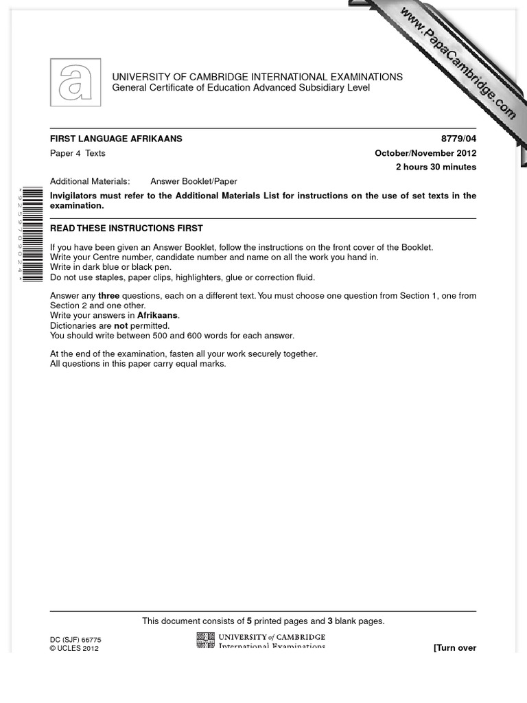University of Cambridge International Examinations General Certificate ...