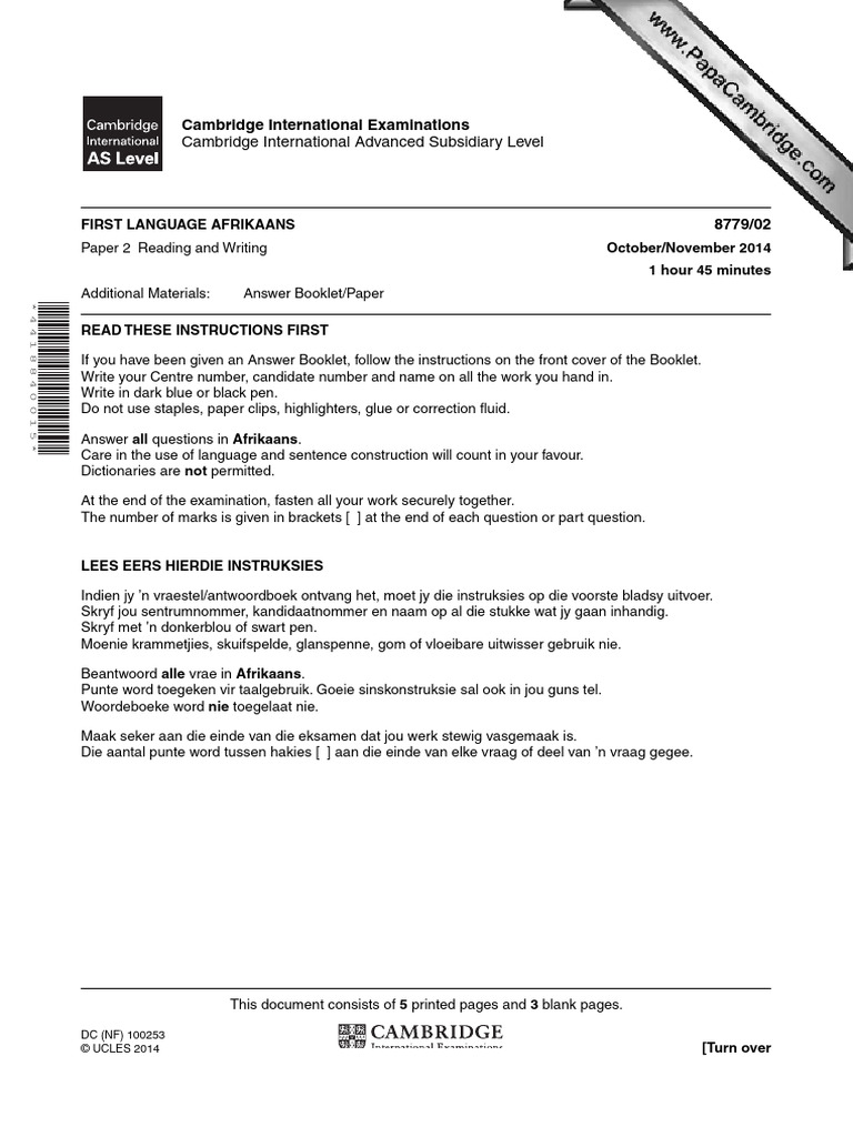 Cambridge International Advanced Subsidiary Level | PDF
