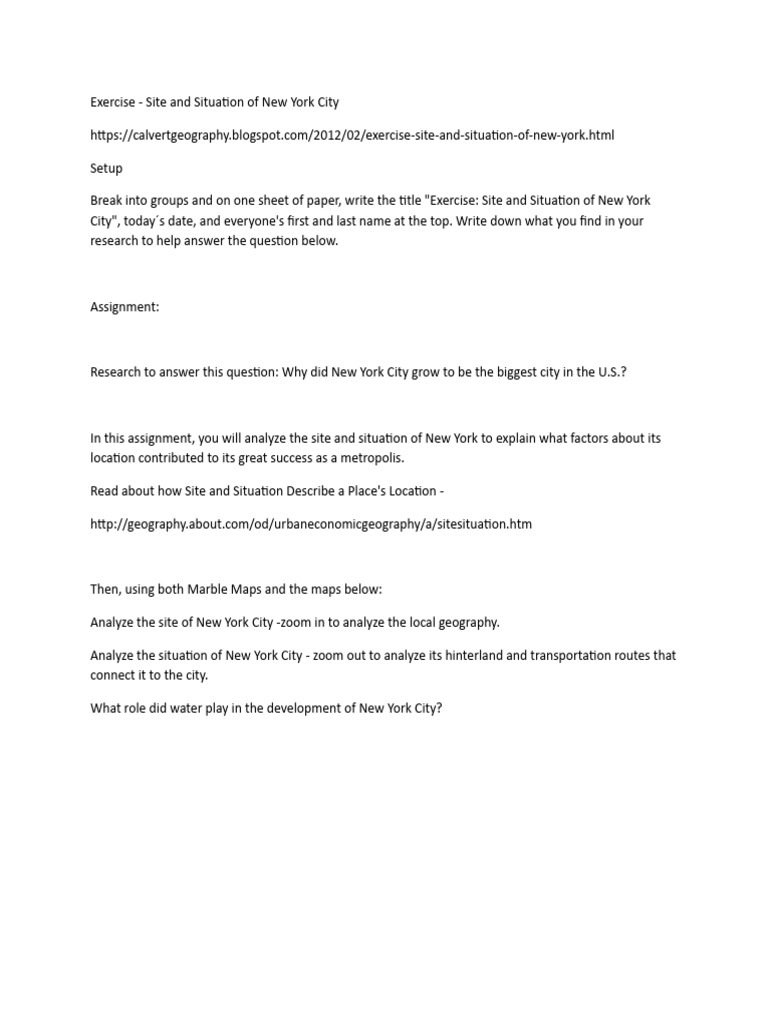 Geography of NYC Site and Situation - Lesson | PDF | Art