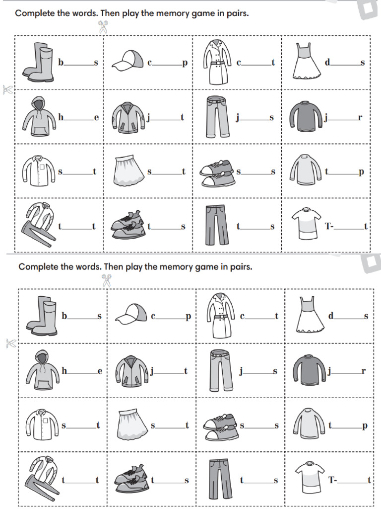 Clothes - Memory Game | PDF