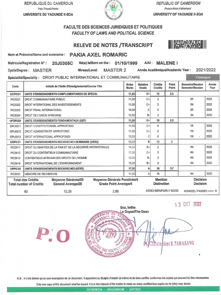 23 05 03 Relevé de Notes Master 2 Droit | PDF 23 05 03 Relevé de Notes Master 2 Droit | PDF