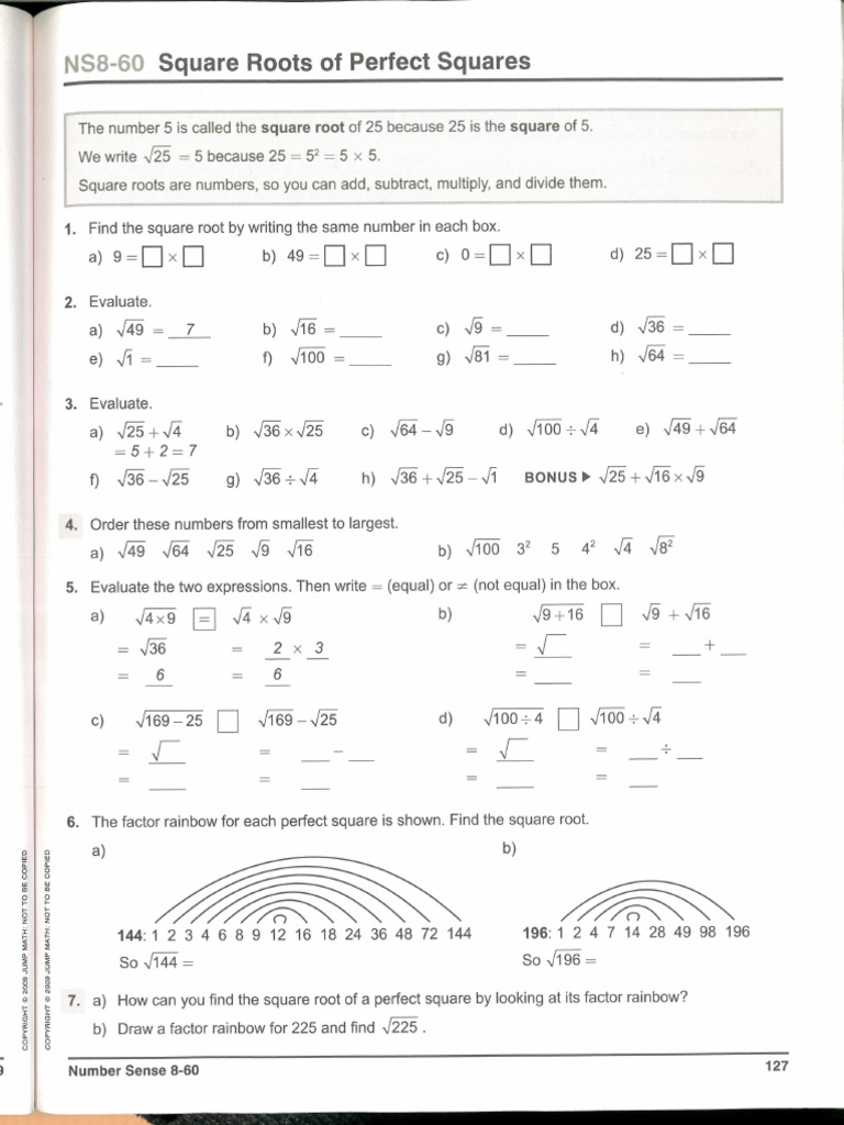 NS8-60_Square_Roots_of_Perfect_Squares | PDF
