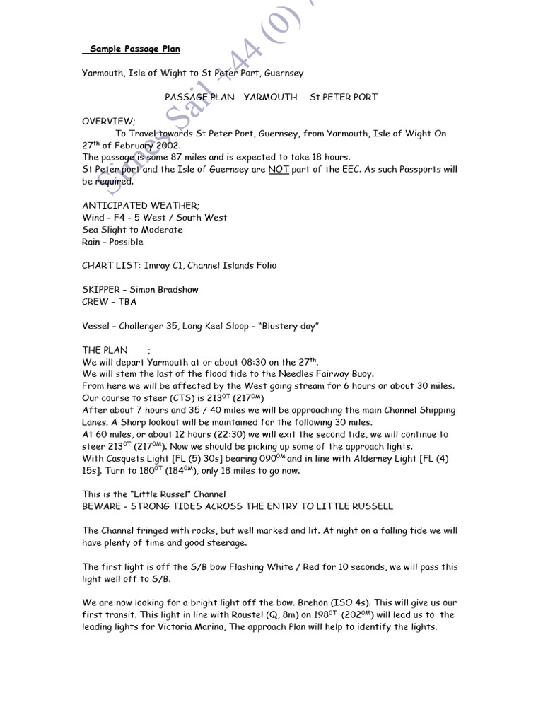 Sample-Passage-Plan | PDF | Shipping | Ships