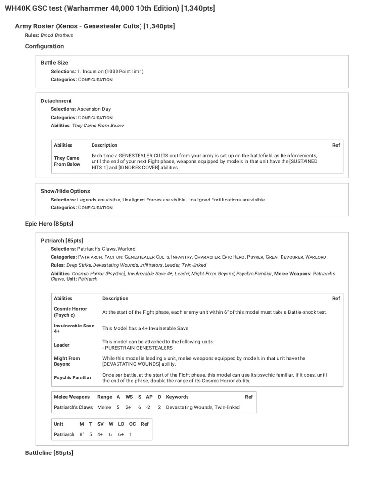 WH40K GSC Test (HTML) | PDF | Military | Military Science