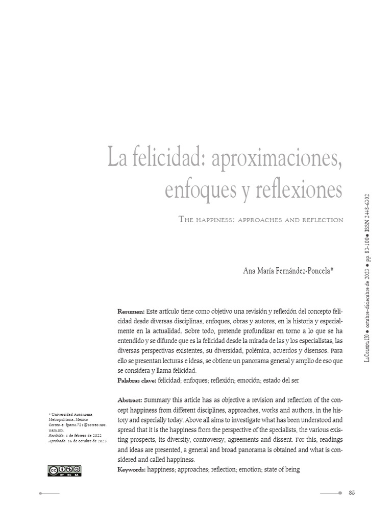 La Felicidad: Aproximaciones, Enfoques y Reflexiones | PDF | Felicidad | Virtud