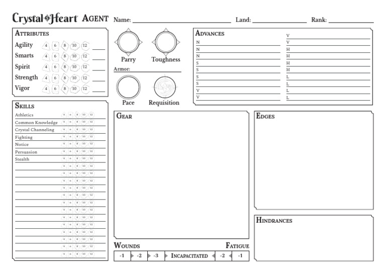Crystal Heart Agent Sheet | PDF