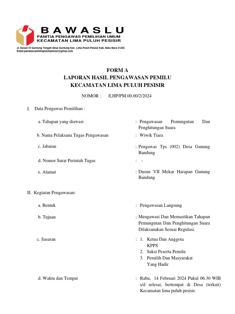 LHP PTPS Wiwik T | PDF