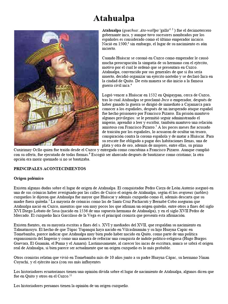 Biografía de Atahualpa, último Inca | PDF | Imperio Inca | Francisco ...