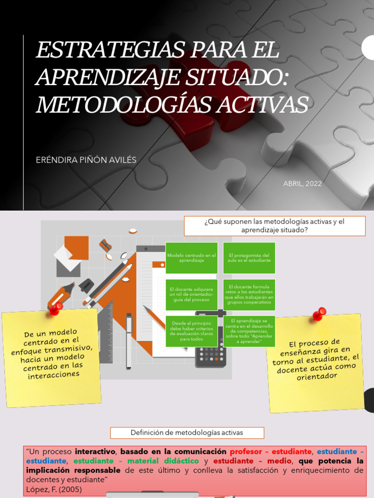 Aprendizaje Situado y Metodologías Activas Erendira Piñon | PDF | Aprendizaje | Enseñando