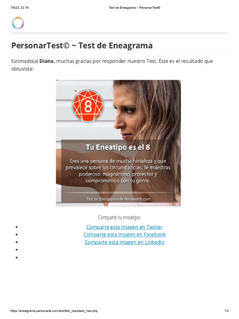 Test de Eneagrama PersonarTest© | PDF | Eneagrama de la personalidad ...