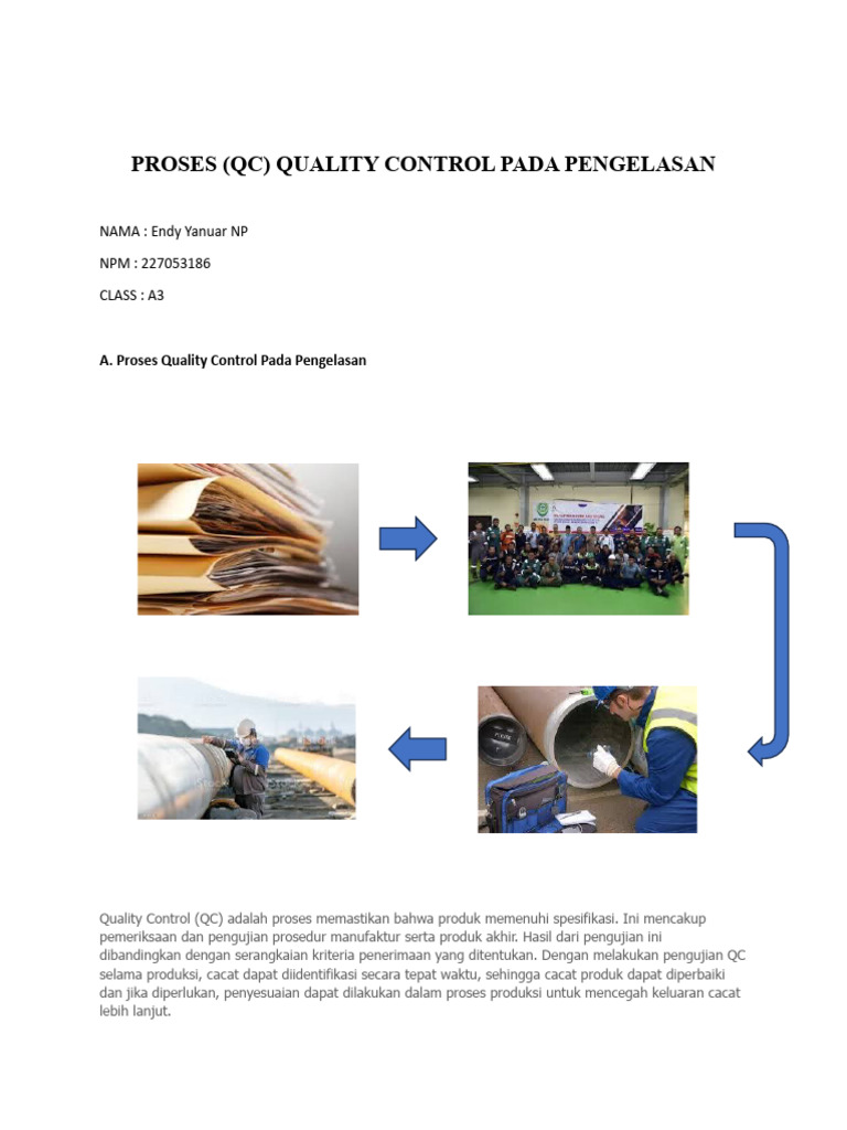 Tugas Keselamatan Proses Quality Control Pada Pengelasan | PDF | Bisnis