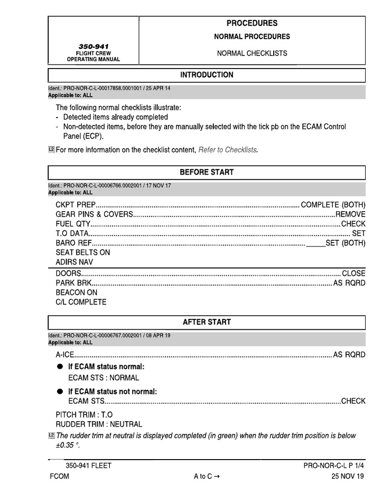 A350 - Normal Checklist | PDF