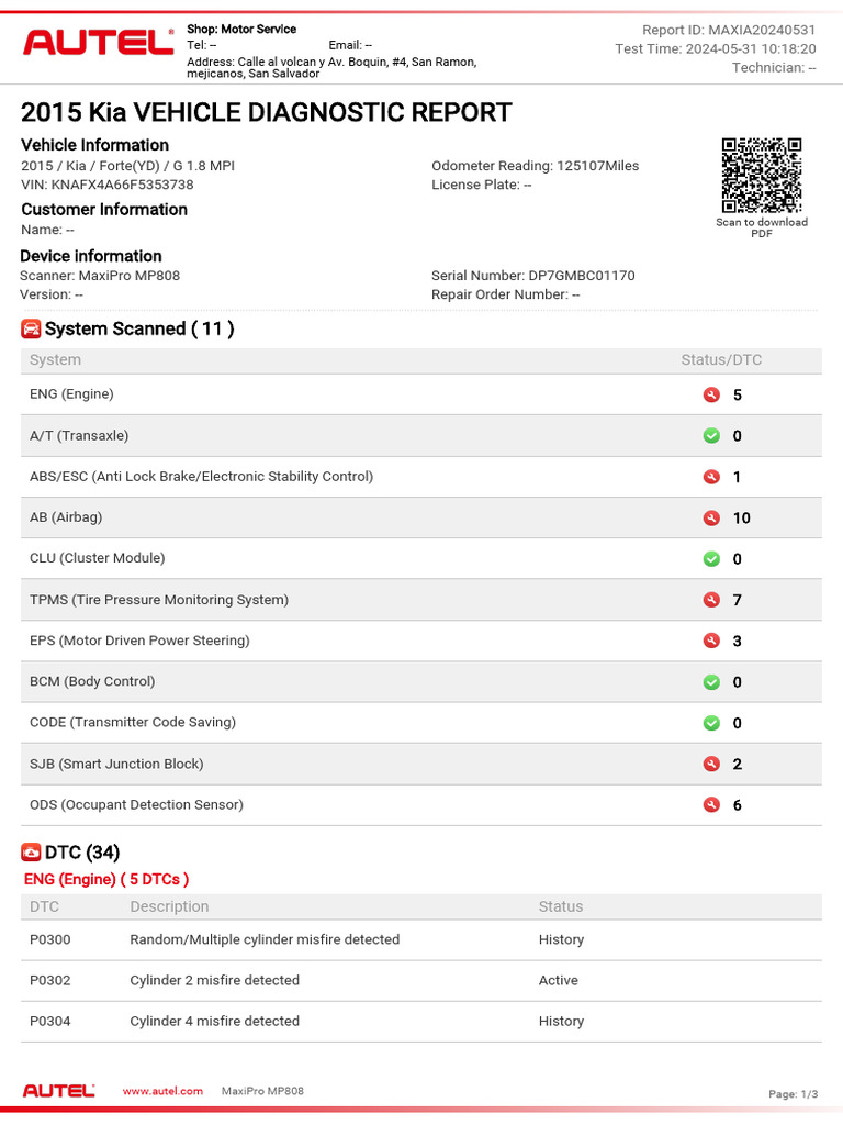 2015 Kia VEHICLE DIAGNOSTIC REPORT - KNAFX4A66F5353738 - 20240531101820 ...