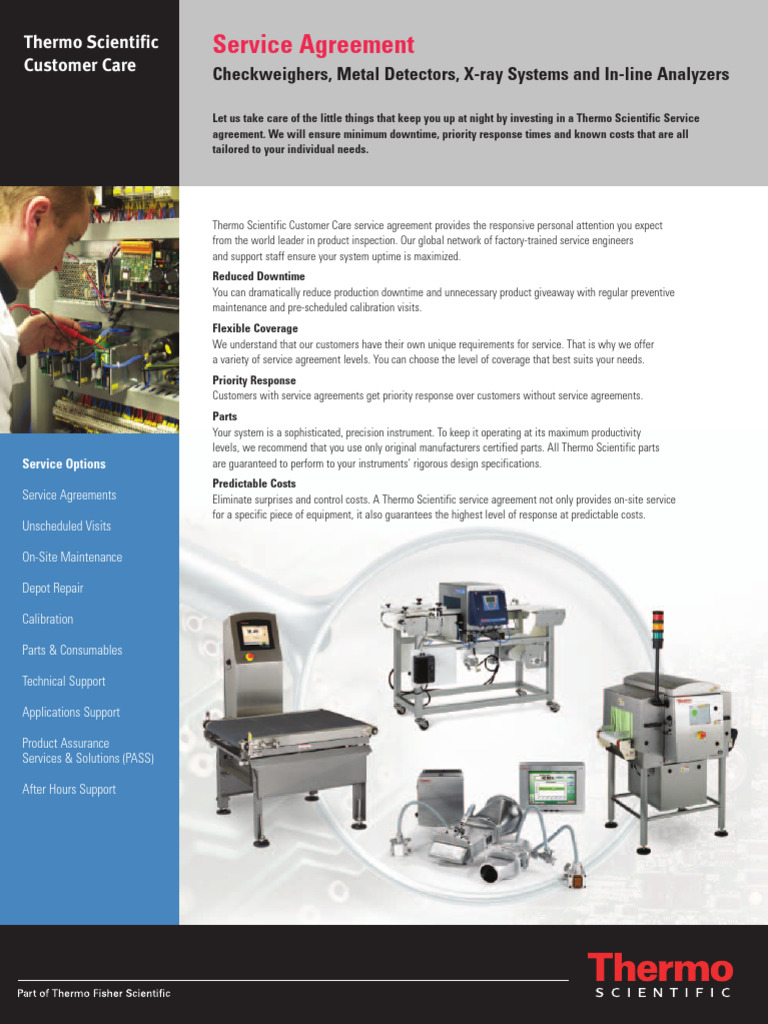 Service Agreement Checkweighers Metal Detectors Xray Systems and in ...