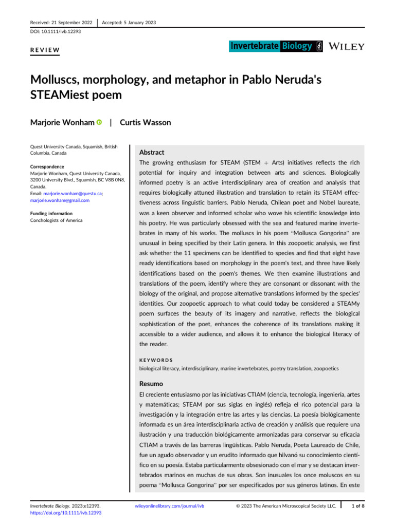Wonham&Wasson.2023.Molluscs, morphology, and metaphor in Pablo Neruda's ...