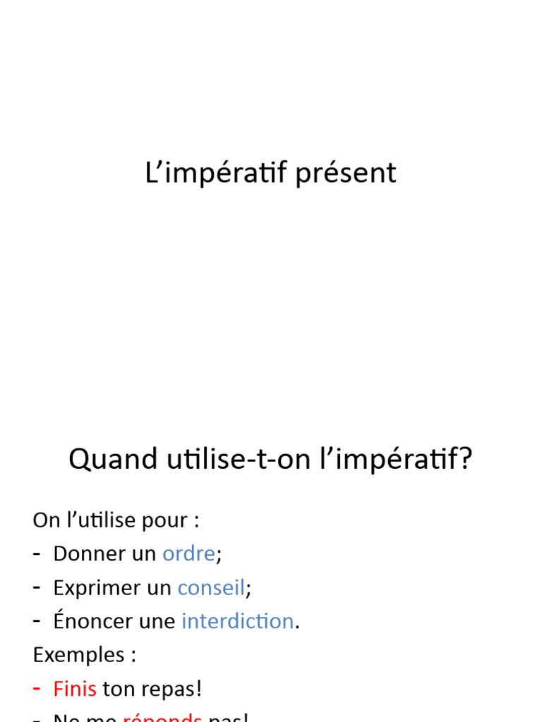 L'impératif Présent | PDF