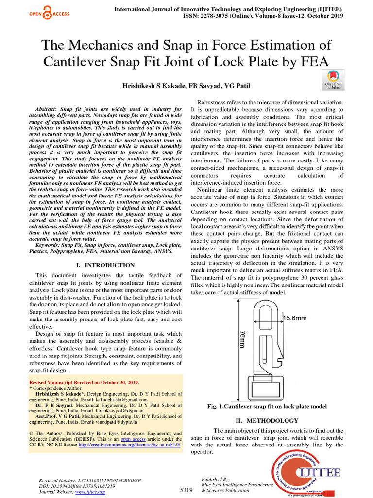 The Mechanics and Snap in Force Estimation of Cant | Download Free PDF ...