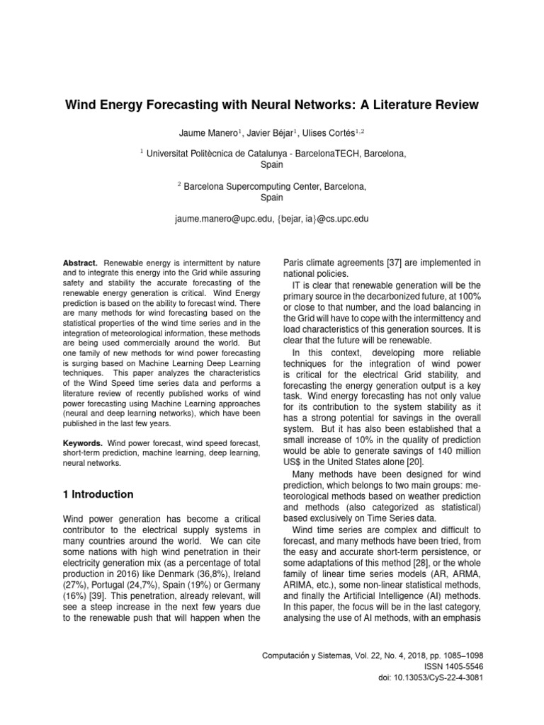 Wind Energy Forecasting Using Neural Networks | PDF | Artificial Neural Network | Time Series